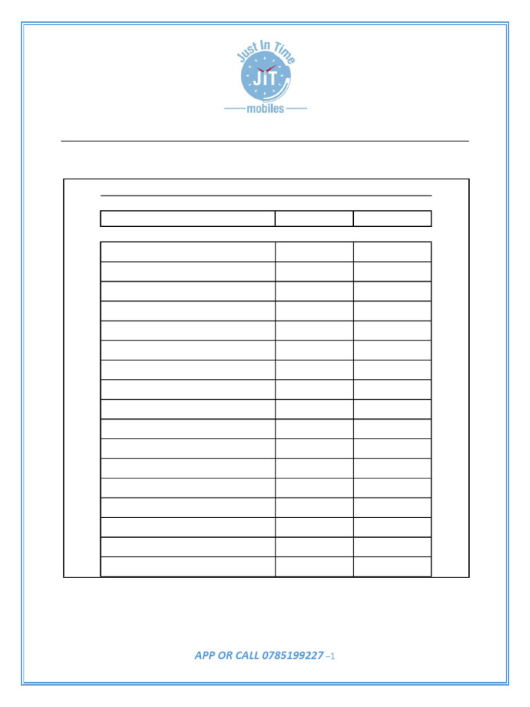 JIT Mobiles Price List-2024 (1) | PDF