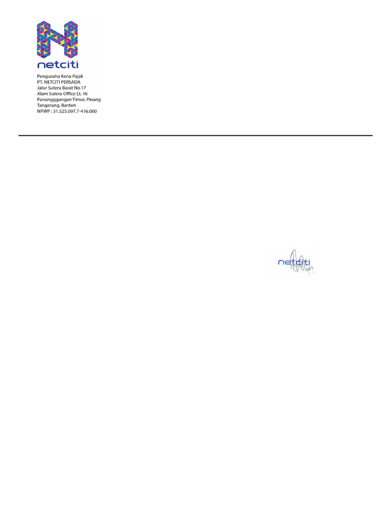 Invoice: Netciti Home Internet 30 Mbps (Monthly Rp. 390,000 For 01/07 ...