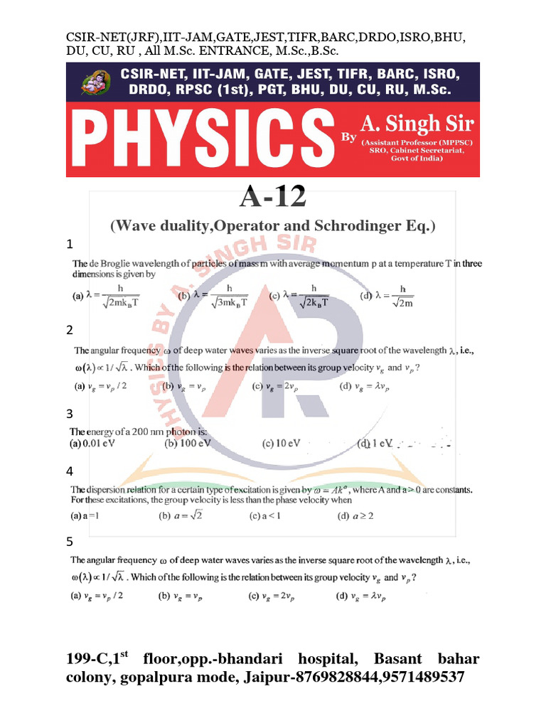 A-12 (Wave Duality,Operator and Schrodinger Eq) | PDF