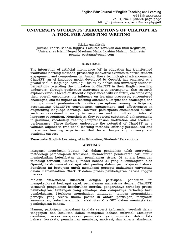 Template Jurnal Mahasiswa TBI | PDF