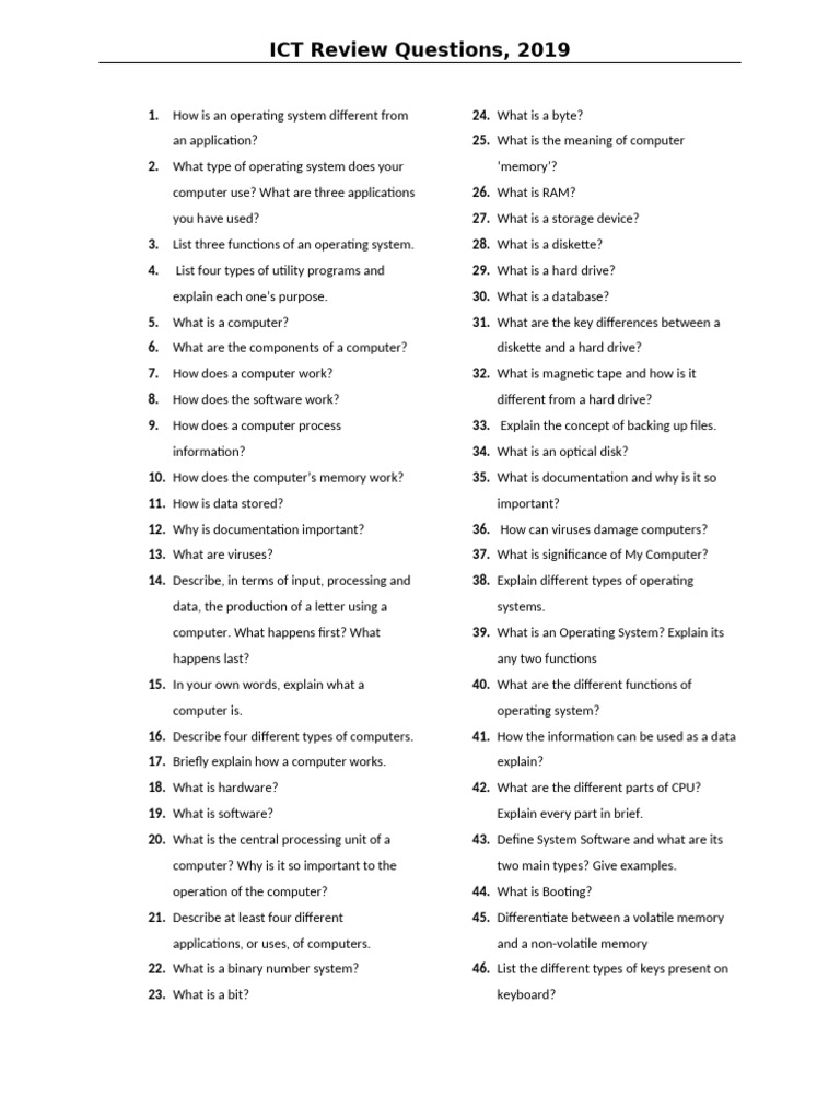 ICT Review Questions 2024 | PDF