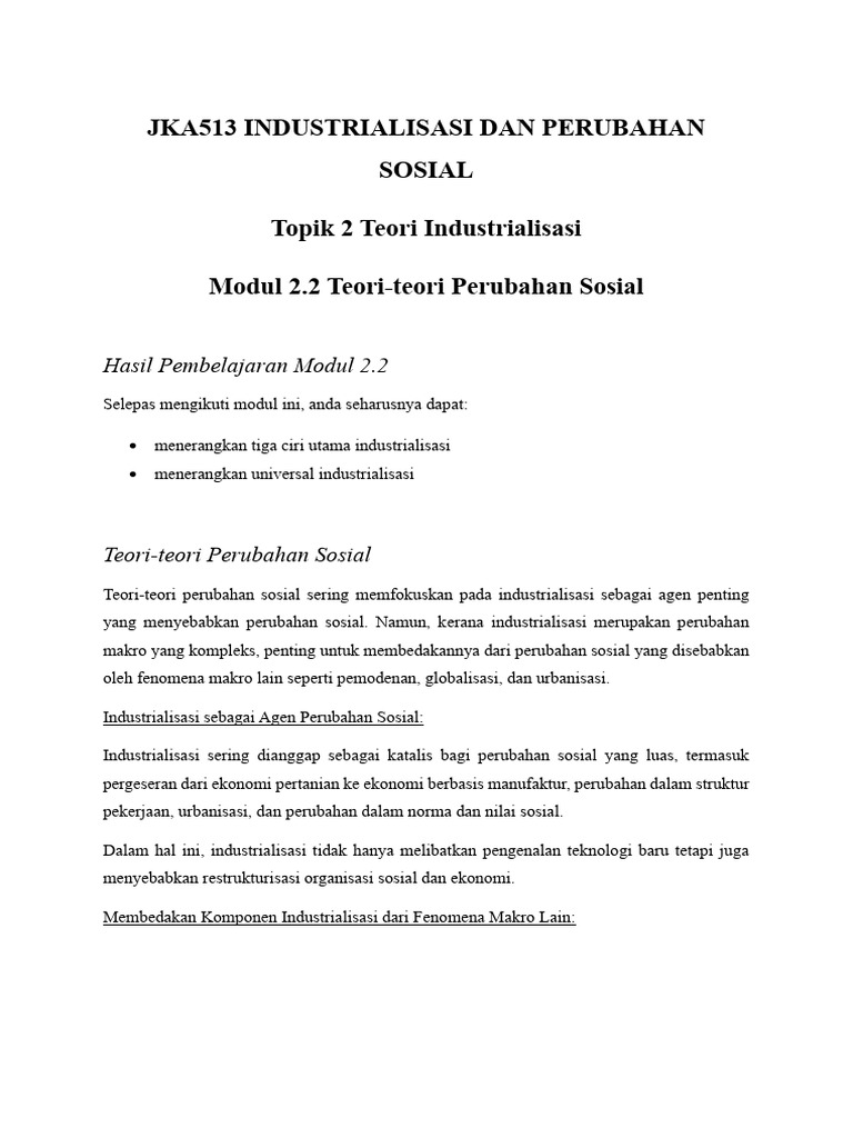 Modul 2.2 Teori-Teori Perubahan Sosial | PDF
