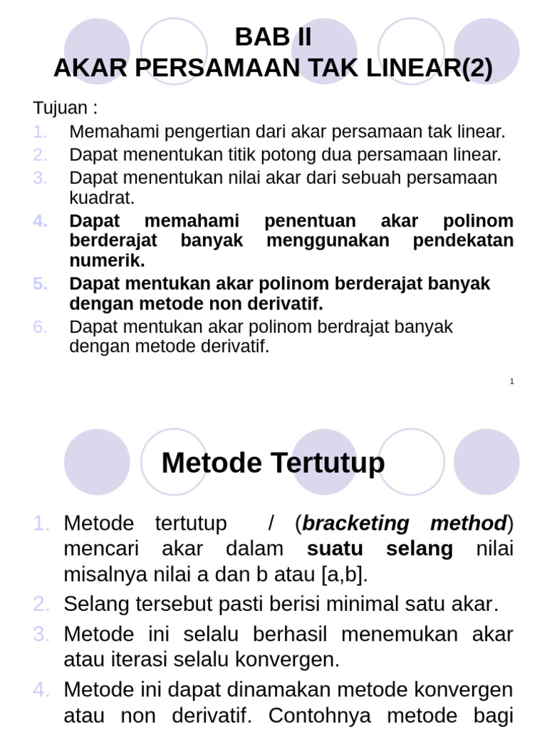 2 2023 Bab 2 Akar Persamaan Non Linear Bagian 2.2 Metode Biseksi | PDF