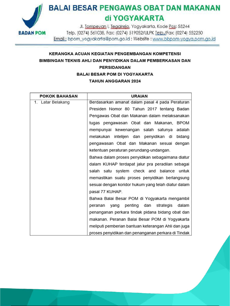 KAK Bimtek Ahli Dan Penyidikan Dalam Pemberkasan Dan Persidangan Naik TTE | PDF