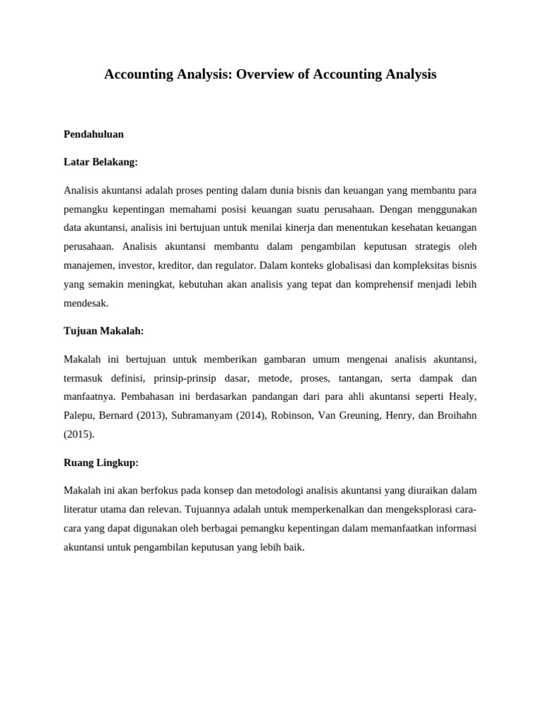 Accounting Analysis | PDF