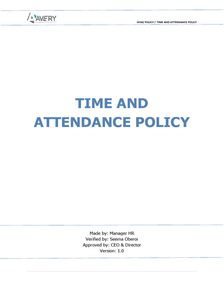 01 Time and Attendance Policy - Avery | PDF
