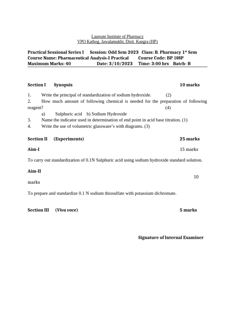 Practical Sessional Final - BP108P | PDF