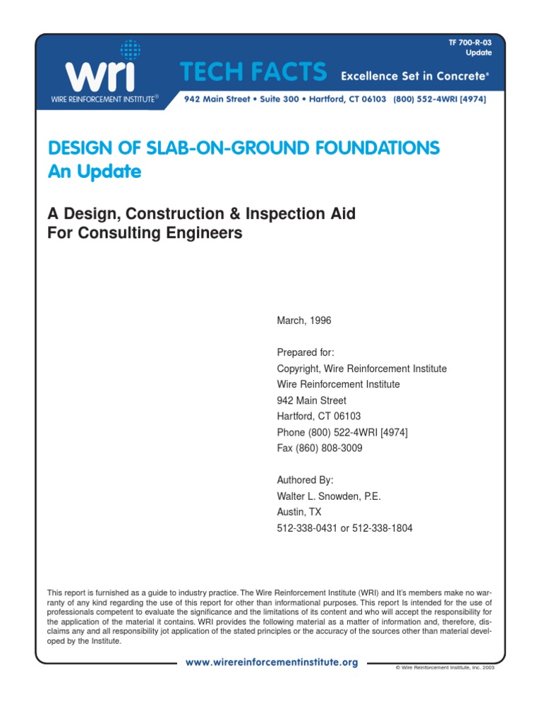 WRI Slab On Ground TF - 700-R-03 Update | PDF | Beam (Structure ...