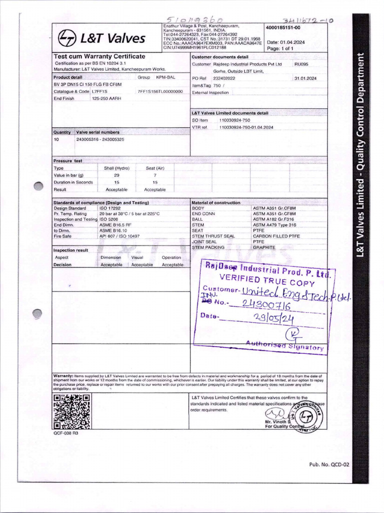 TC 15NB, 150#RF-1 | PDF