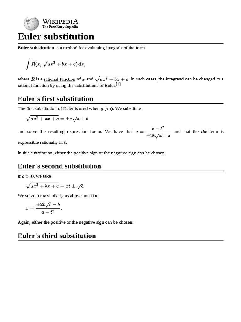 Euler Substitution | PDF