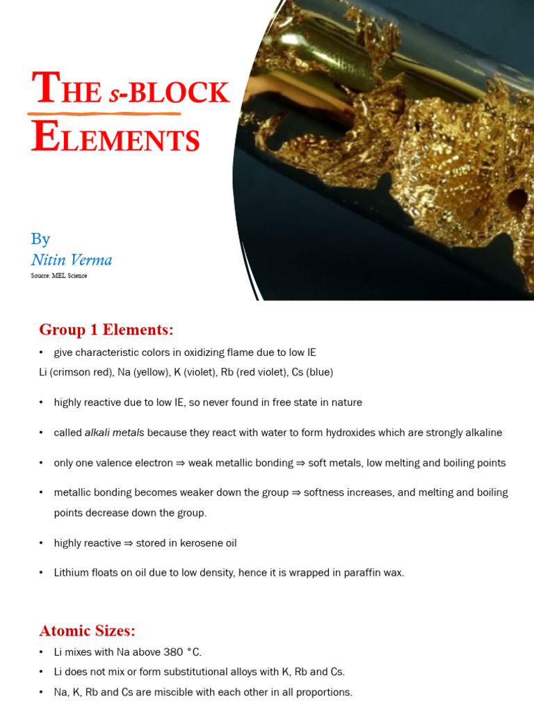 S-Block Elements | PDF