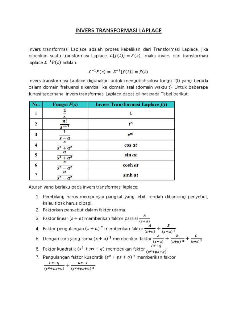 Materi 2.2 - Invers Transformasi Laplace | PDF