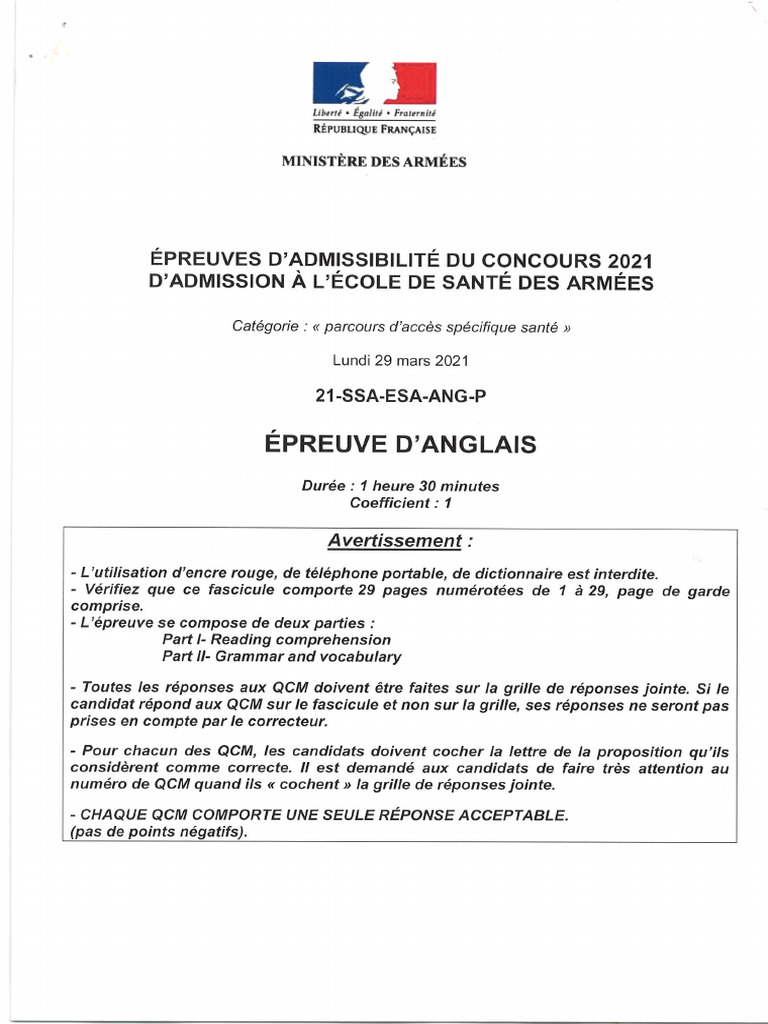 Annale Anglais ESA 2021 Corrige | PDF