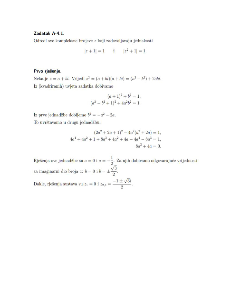 Kompleksni Brojevi - Odabrani Zadaci Za 4.razred | PDF