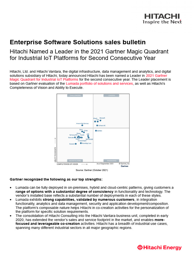 ESS Sales Bulletin - 2021 Gartner Magic Quadrant, Industrial IoT ...
