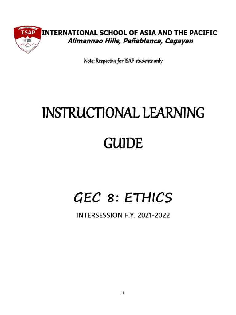 ETHICS ILG PRELIM Finals For ISAP STUDENTS 1 | PDF