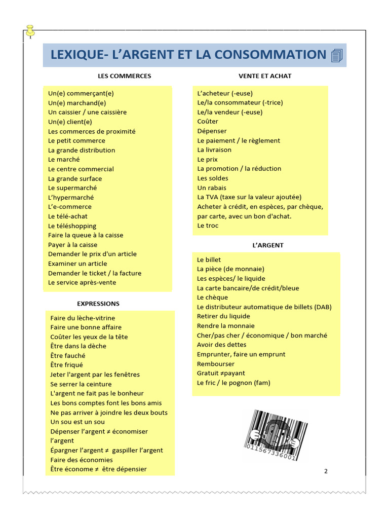 Lexique Consommation | PDF