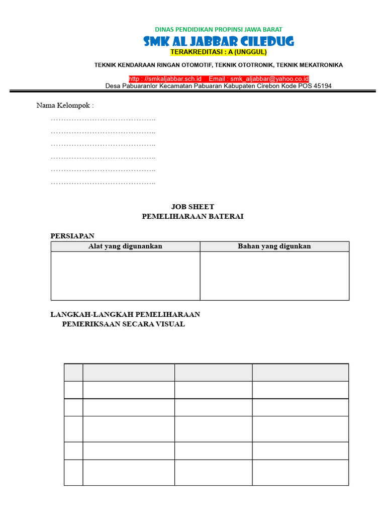 Job Sheet | PDF