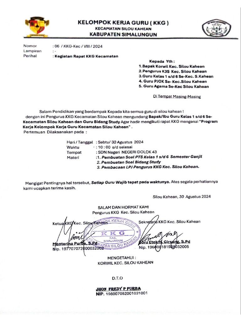 Surat KKG S.kahean | PDF