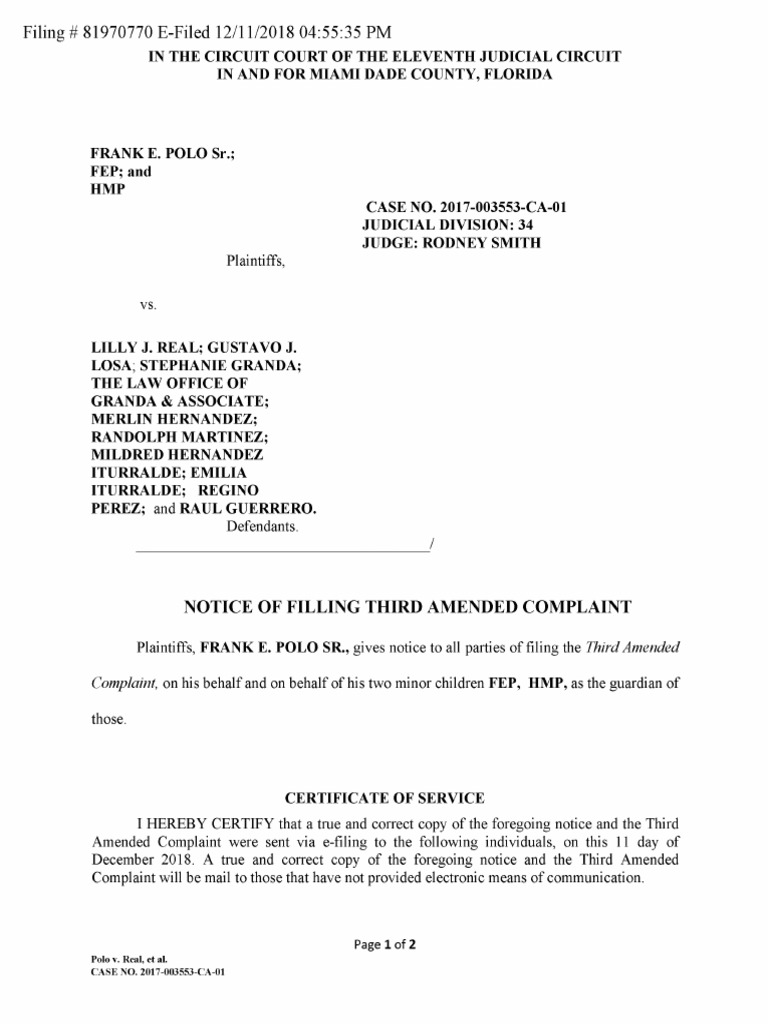 NOTICE OF FILING 3RD AMENDED COMPLAINT | PDF