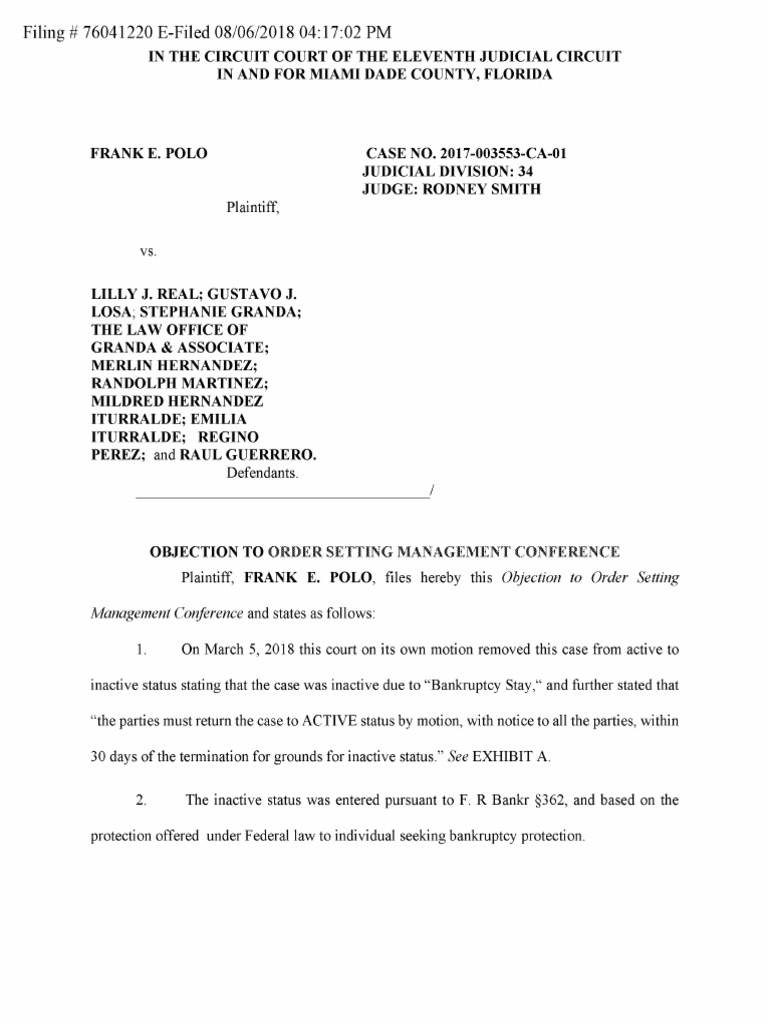 Objection To Setting Order | PDF