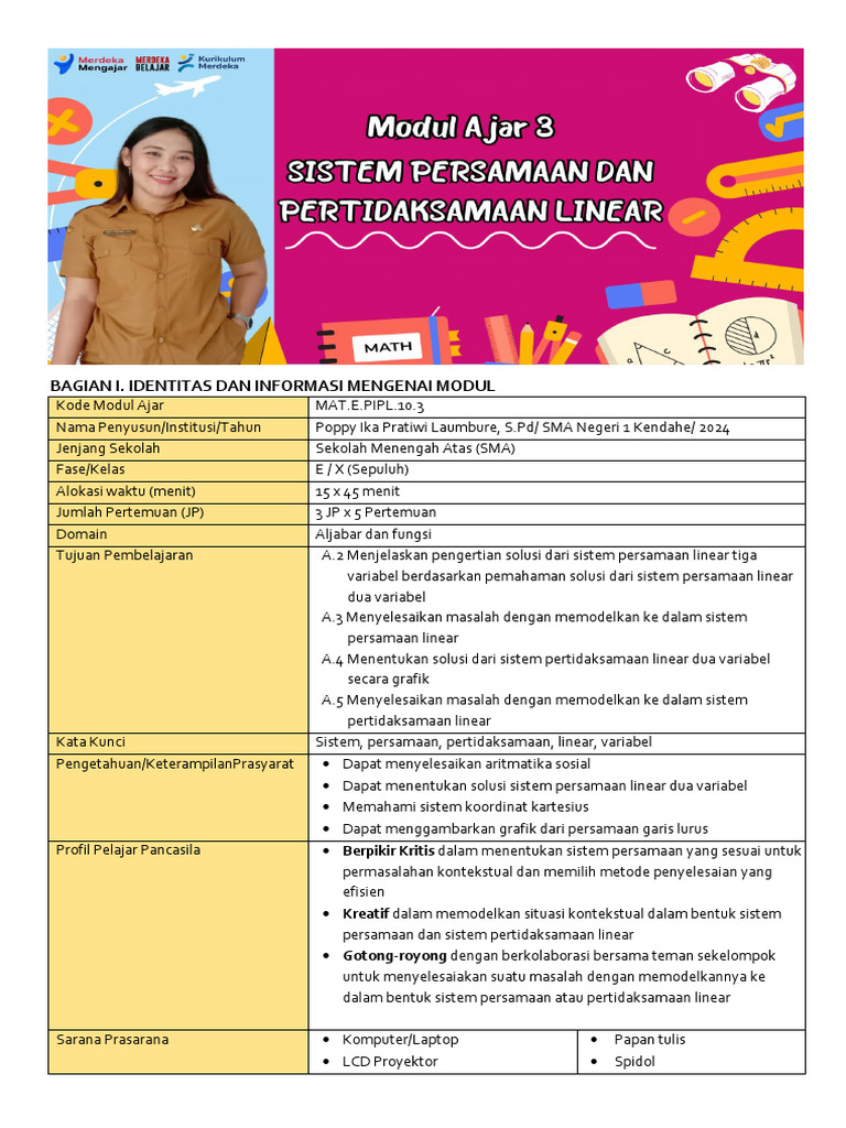 Modul Ajar SPLTV | PDF