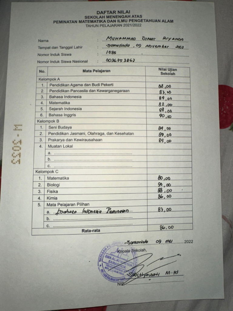 Daftar Nilai 2 | PDF