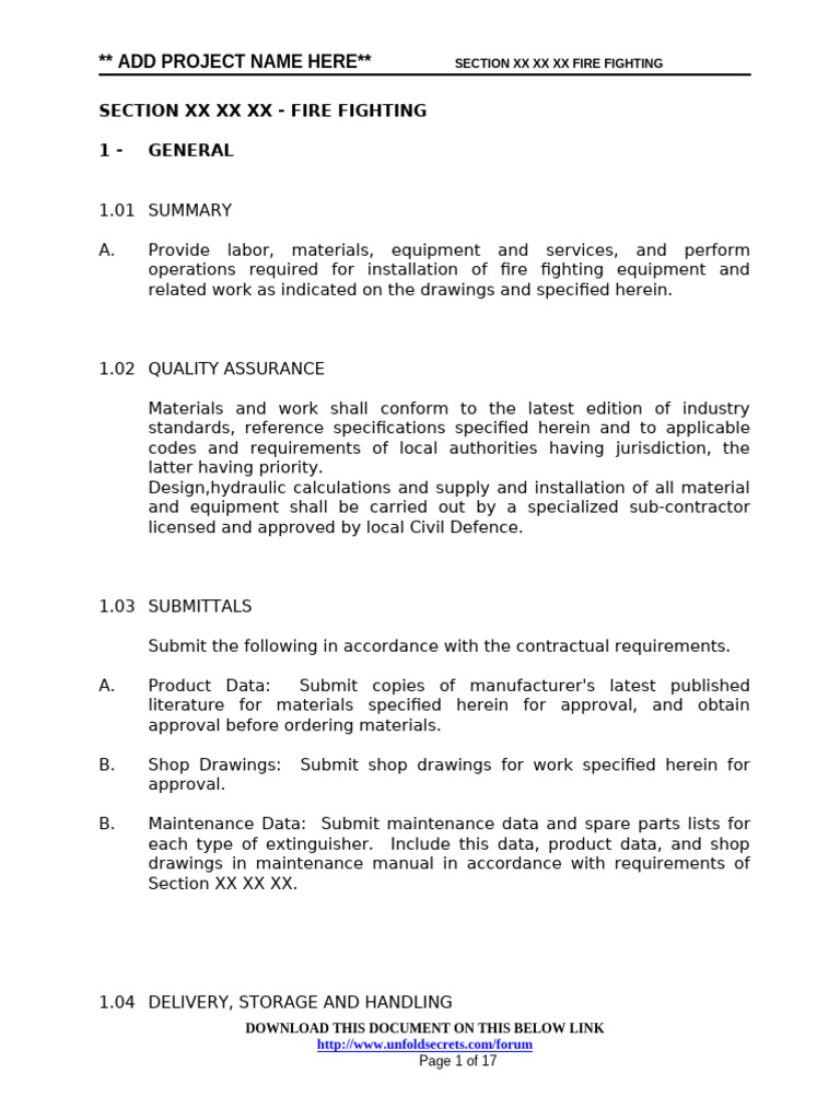 Specification of Fire Fighting Modified Part 2 | PDF
