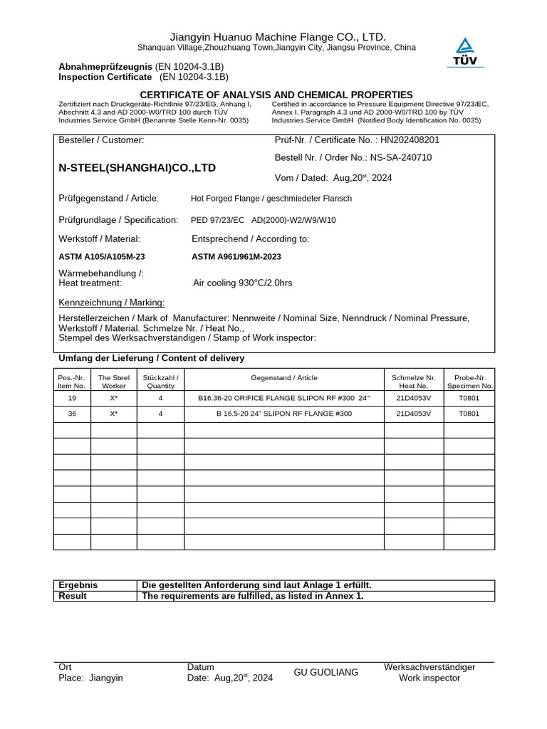 0710 A105 (002) Flange CS MTC | PDF