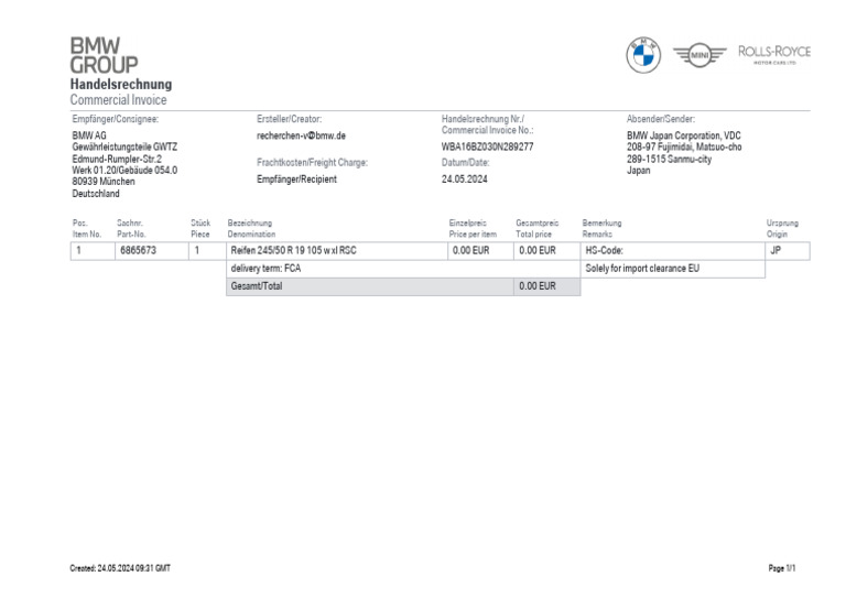 Commercial Invoice | PDF