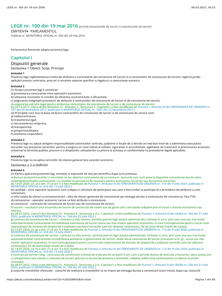 LEGE Nr. 100 Din 19 Mai 2016 | PDF