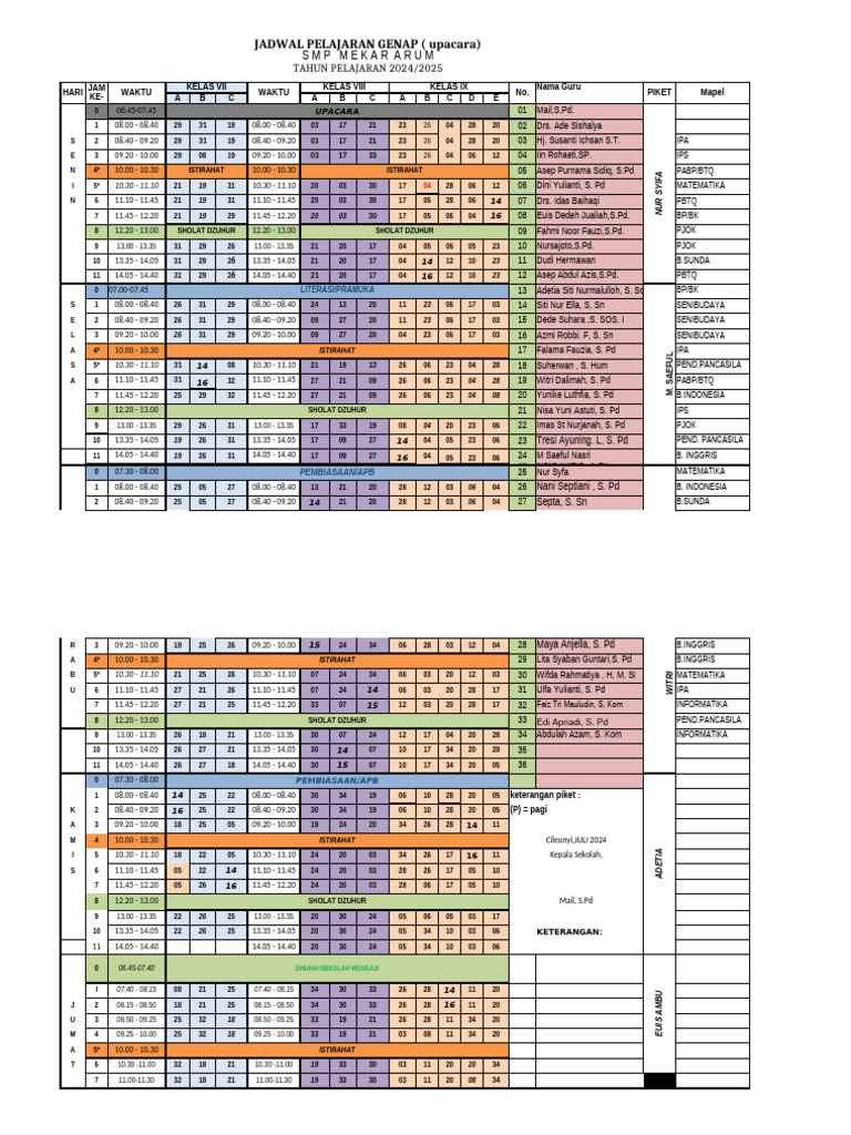 JADWAL 2425 (Upacara) | PDF