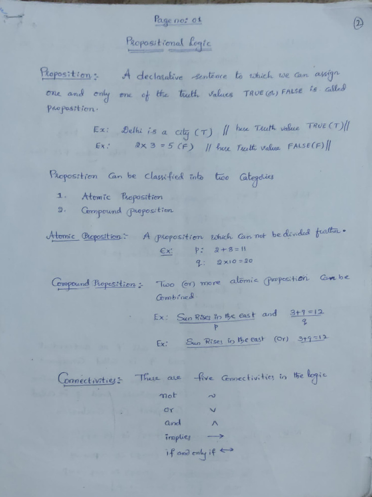 Discrete Prepositional Logic Notes | PDF