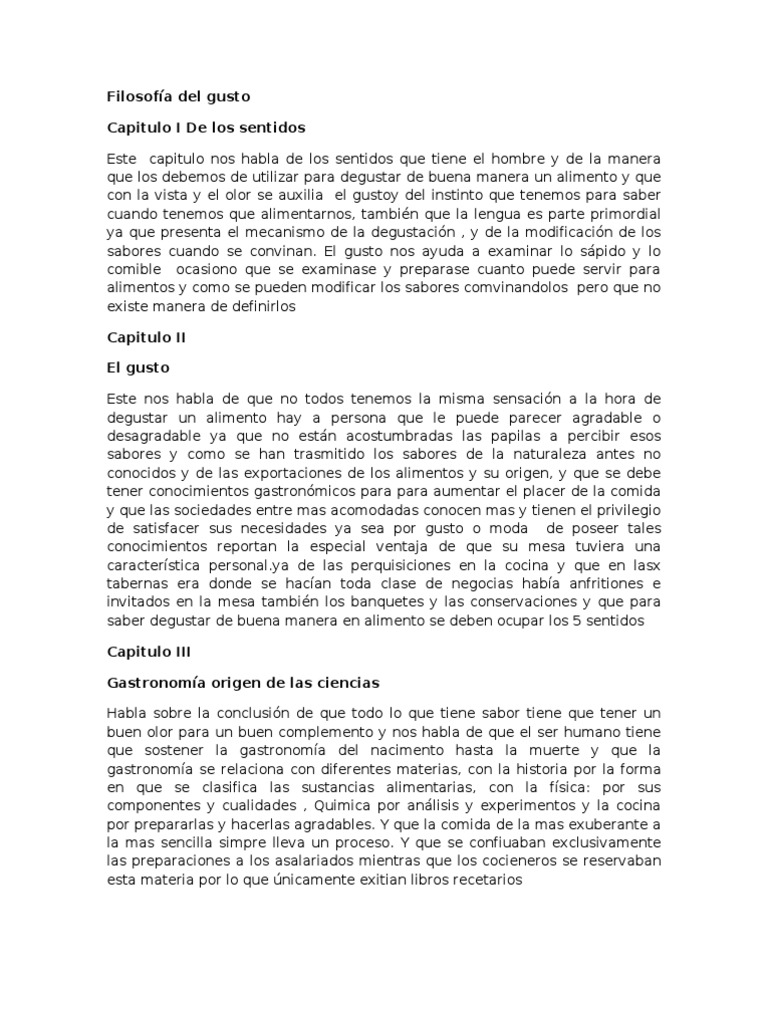 Filosofia Del Gusto | PDF | Gusto | Gastronomía