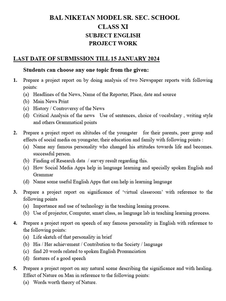 English Project Class11 | PDF