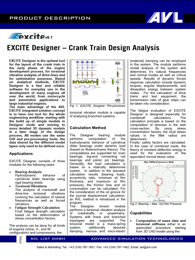 EXCITE Designer Crank Train Analysis | PDF | Bearing (Mechanical ...