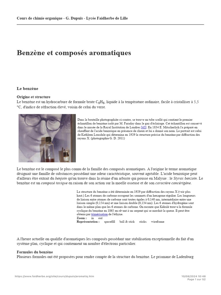 Benzène Et Composés Aromatiques - Gérard Dupuis | PDF
