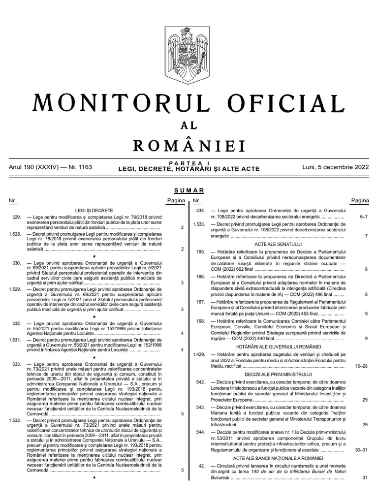 Monitorul Oficial Partea I Nr. 1163 | PDF