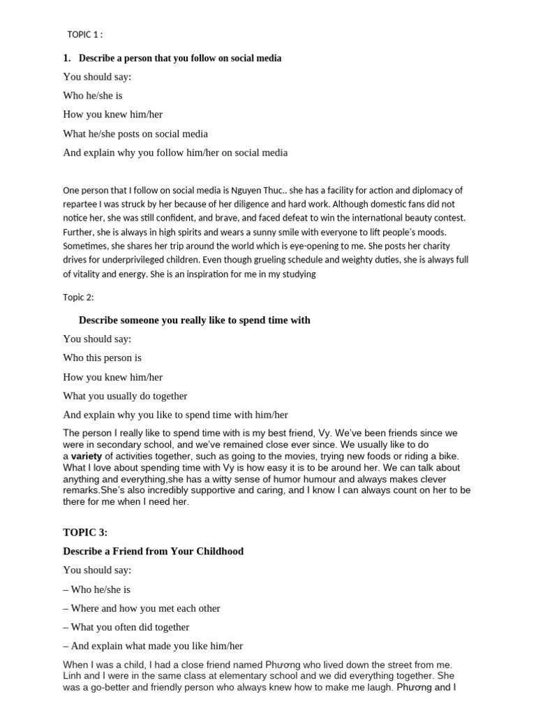 SPEAKING PART 2 B2 | PDF