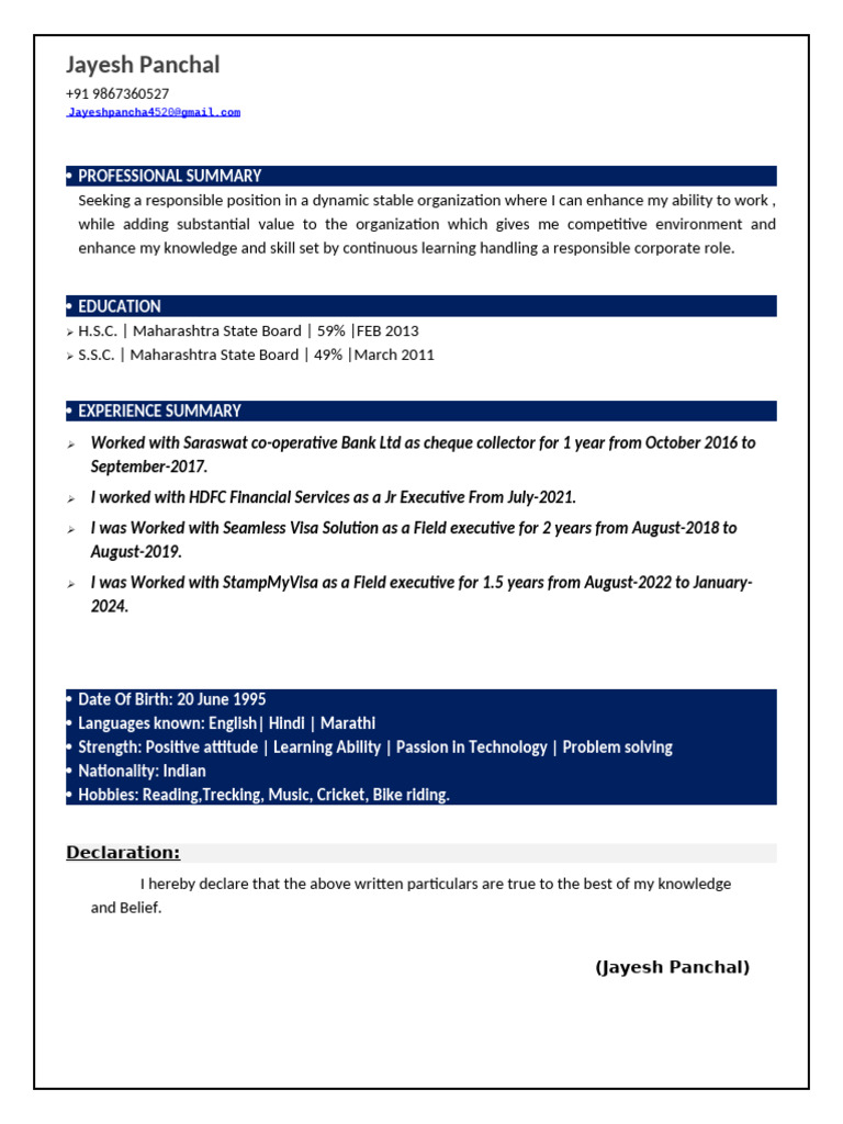 Jayesh Resume Update | PDF