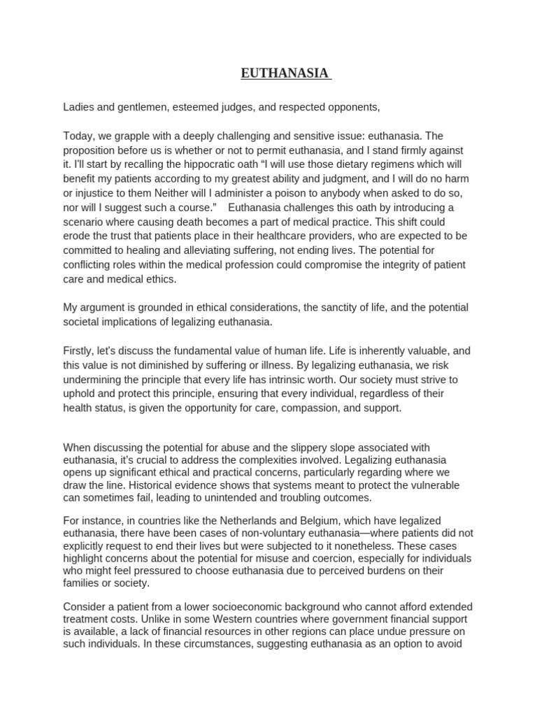 EUTHANASIA | PDF | Medicine | Self-Improvement