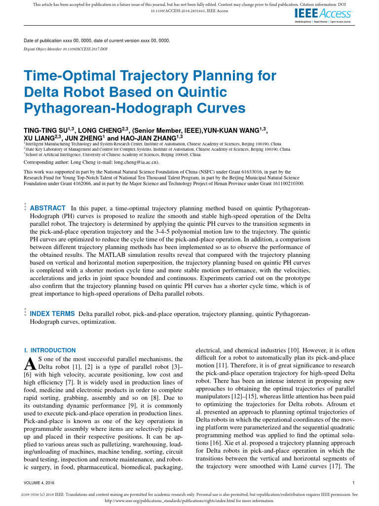 Time-Optimal Trajectory Planning For Delta Robot B | PDF