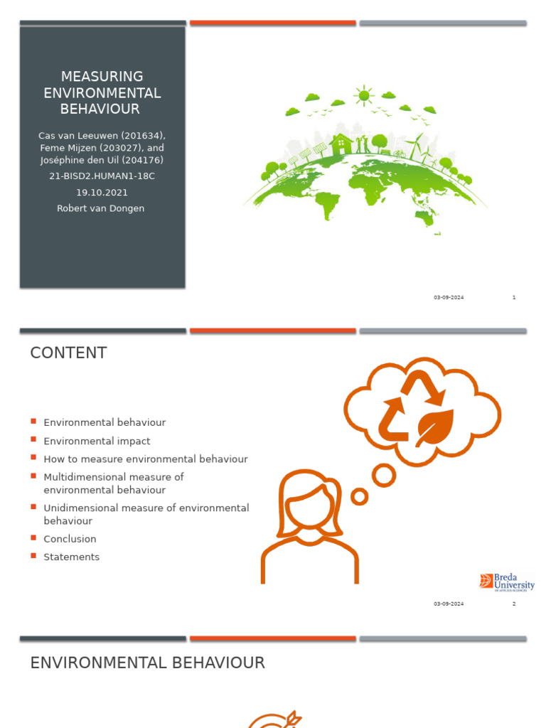 Measuring Environmental Behaviour | PDF