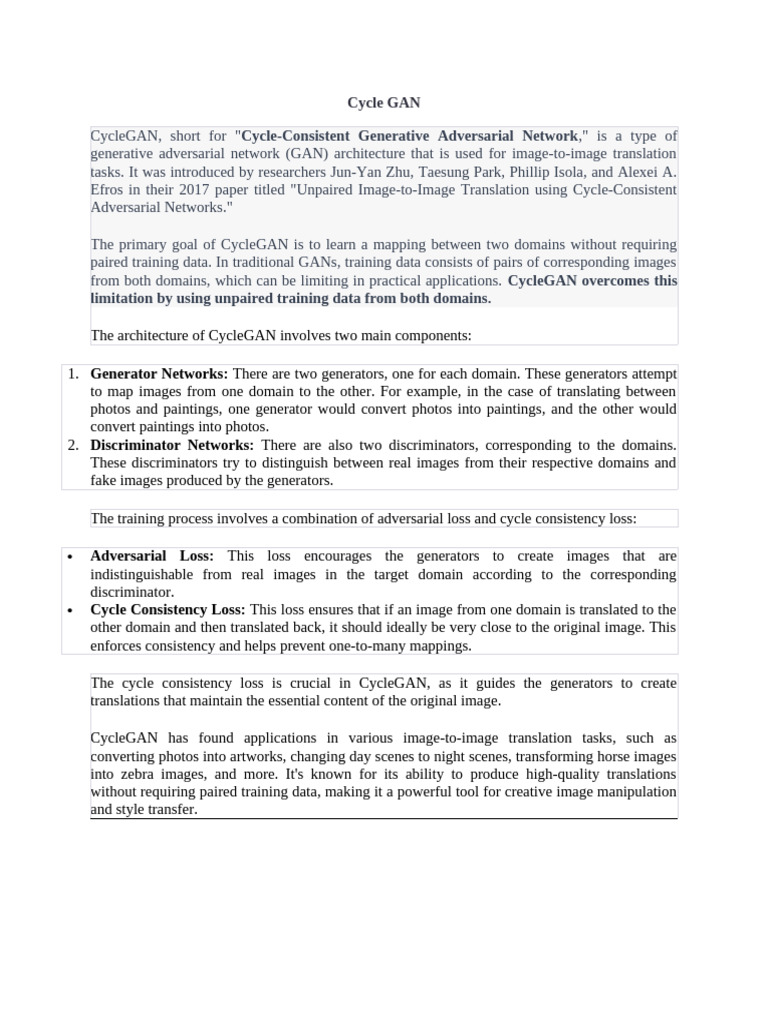 Cycle GAN | PDF