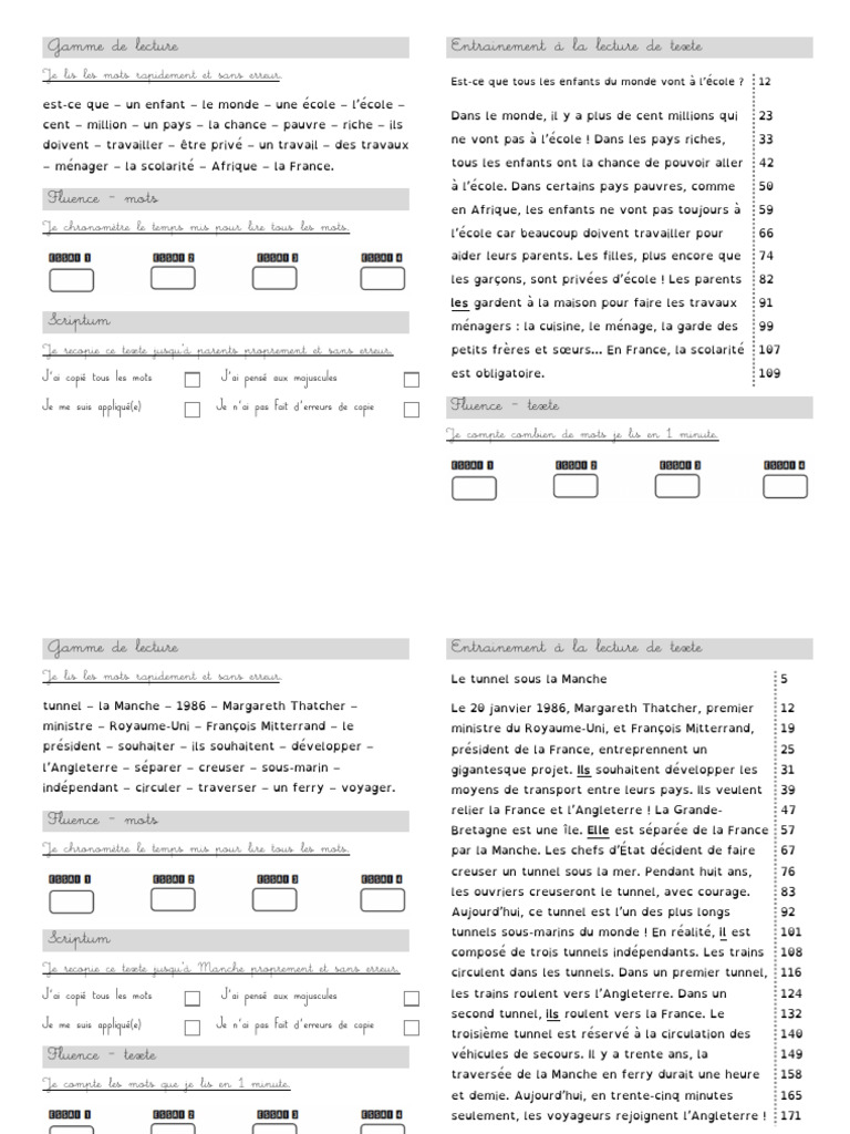 Textes Fluence Ce2 Reeg | PDF