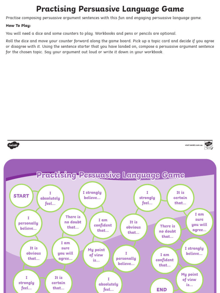 Au L 2549287 Practising Persuasive Language Game - Ver - 3 | PDF