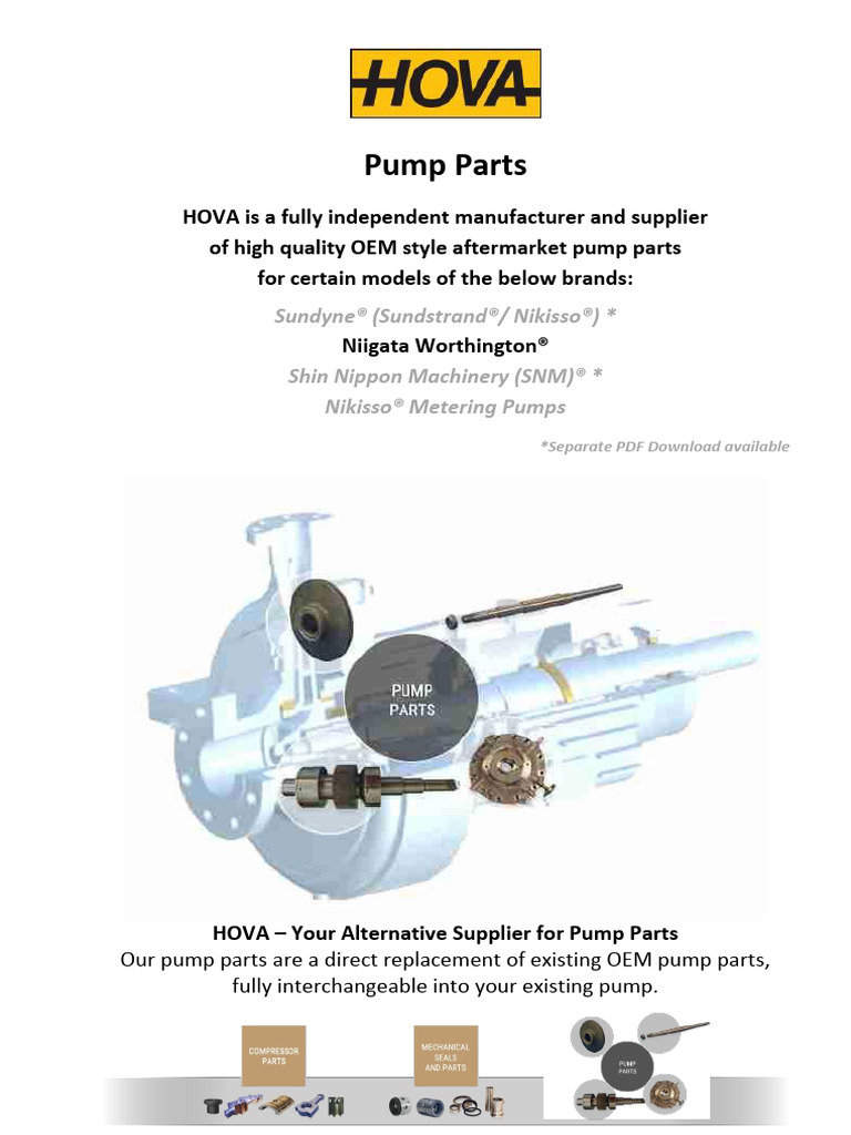 HOVA Parts For Niigata Worthington Pumps | PDF