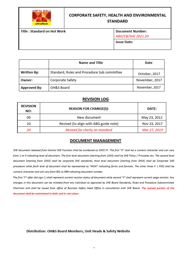 Hot Work Standard 28 March 2019 Rev 03 | PDF | Welding | Construction