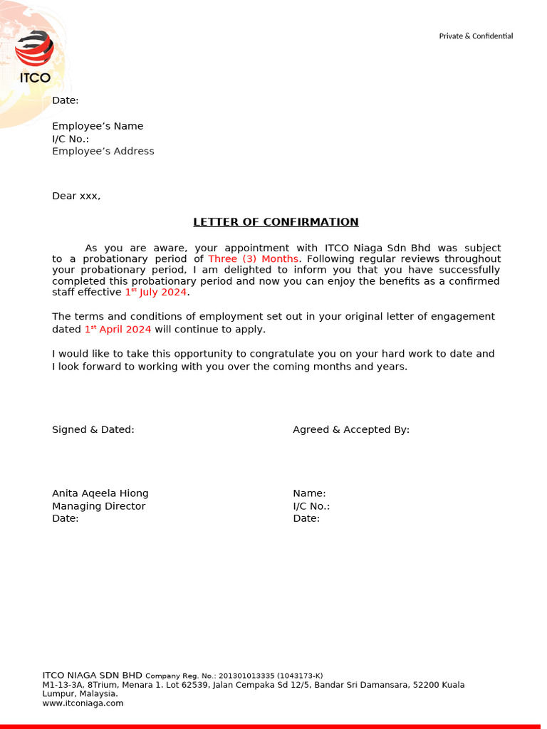 Confirmation Letter Template | PDF