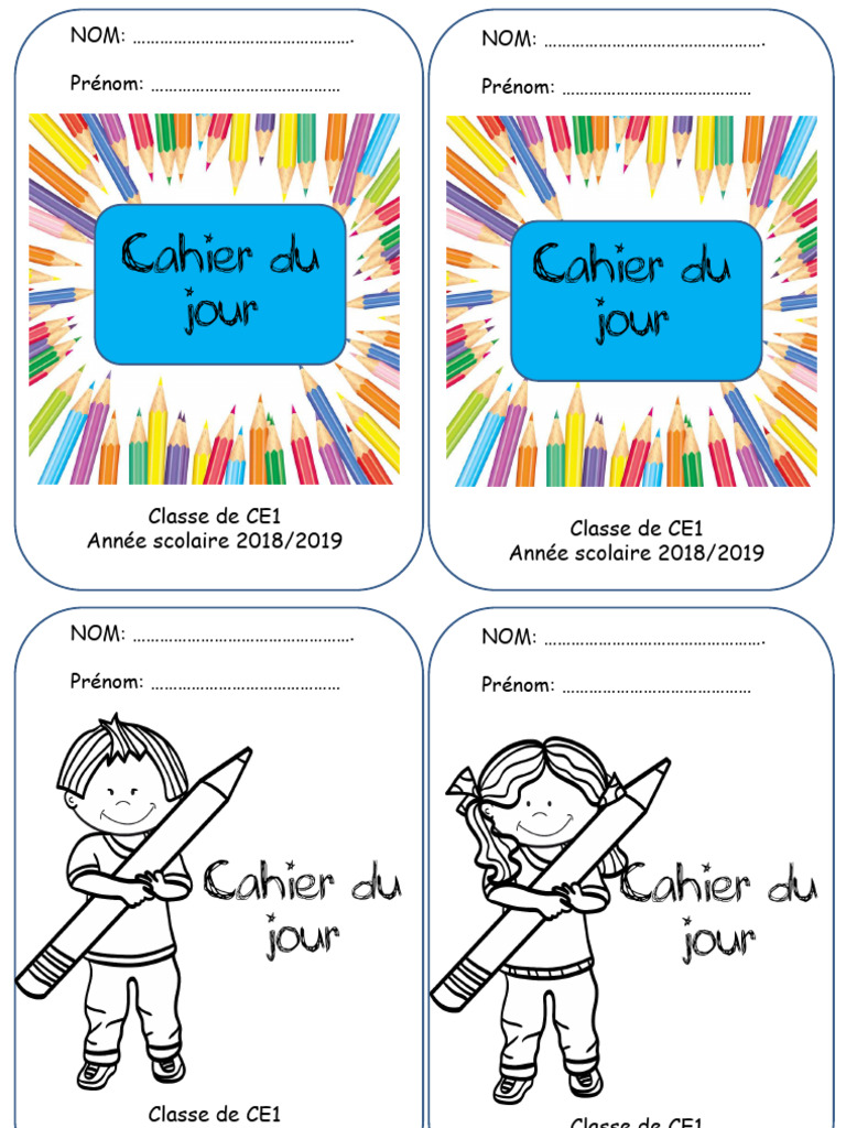Pages de Garde Petits Cahiers - CE1pptx | PDF